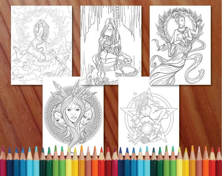 Goddess and Mythology Coloring Collection Coloring Page/digi - Etsy