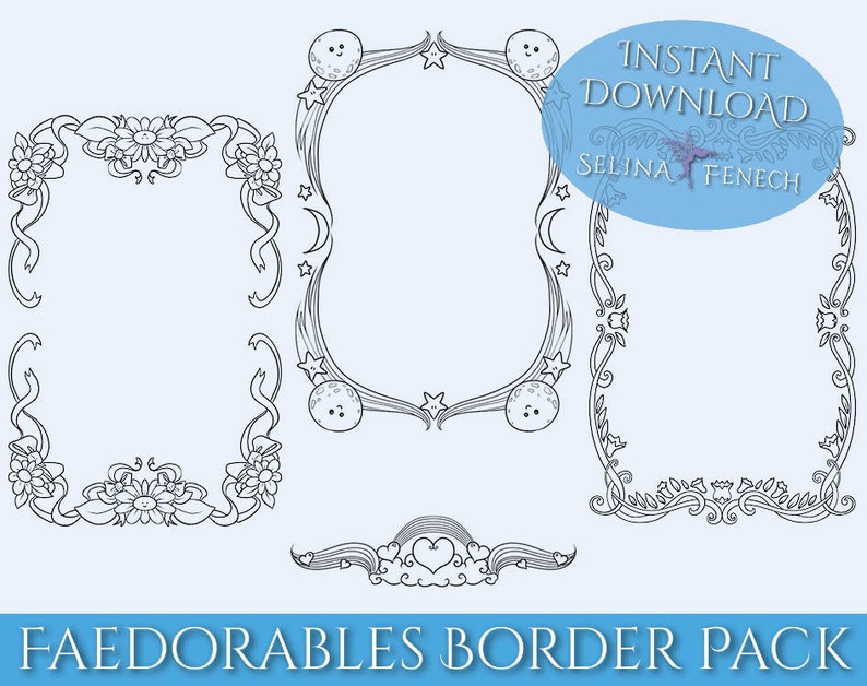 Faedorables Border Pack - Digital Scrapbooking Frames Coloring Writing ...