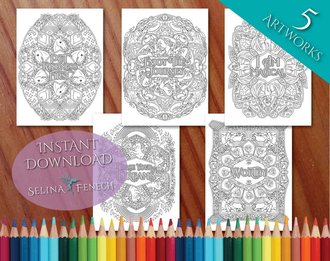 Unicorn Inspirational Quotes Coloring Page/digi Stamp Fantasy - Etsy