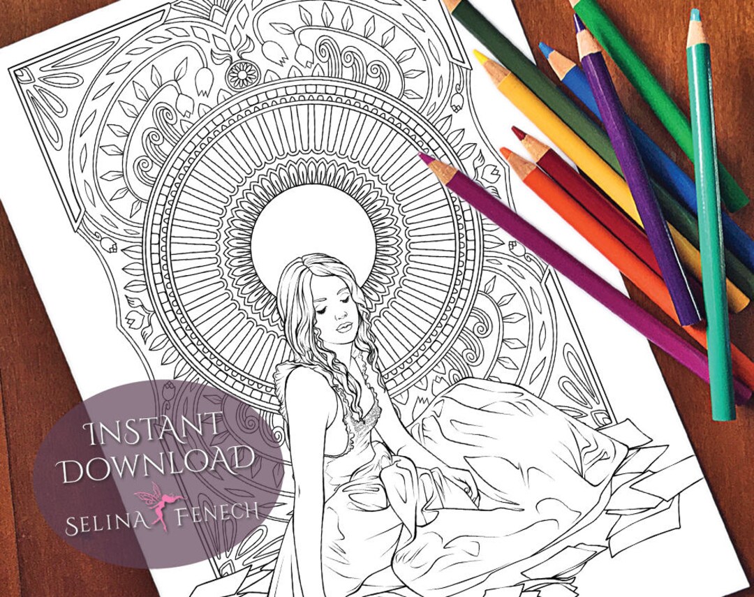 Studying Memory's Wake Coloring Page/digi Stamp Fantasy Printable ...