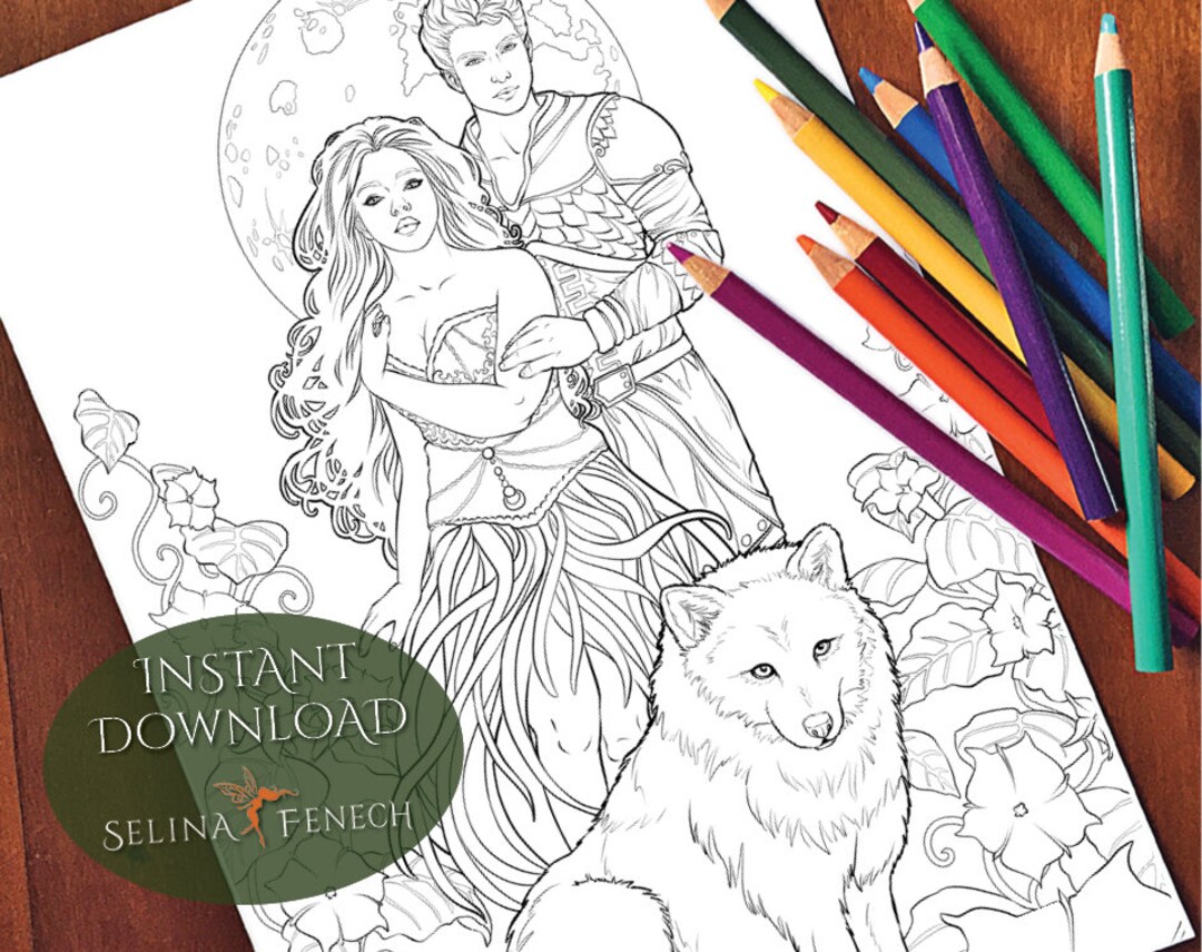 Lunar Magic Natural Enchantment Coloring Page/digi Stamp Fantasy ...