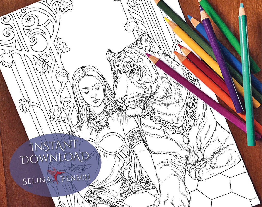 Writing Spells Wild Magic Coloring Page/digi Stamp Fantasy Printable ...