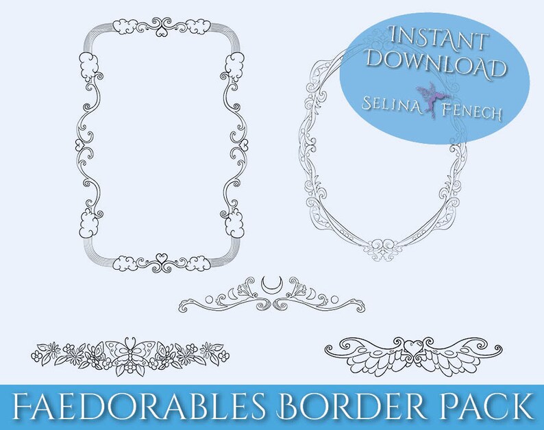 Faedorables Border Pack - Digital Scrapbooking Frames Coloring Writing ...