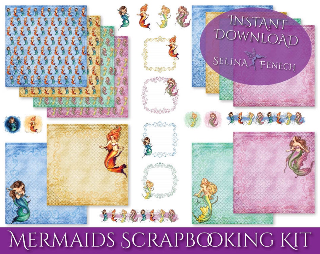 Nouveau Mermaids Digital Scrapbooking Kit PSP Tagger Tube Fairy Fantasy ...