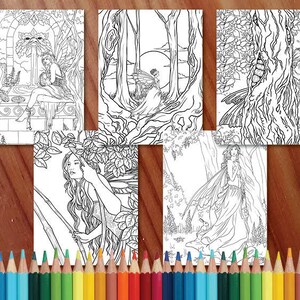 Enchanted Magical Forests Coloring Collection Coloring Page/digi Stamp ...