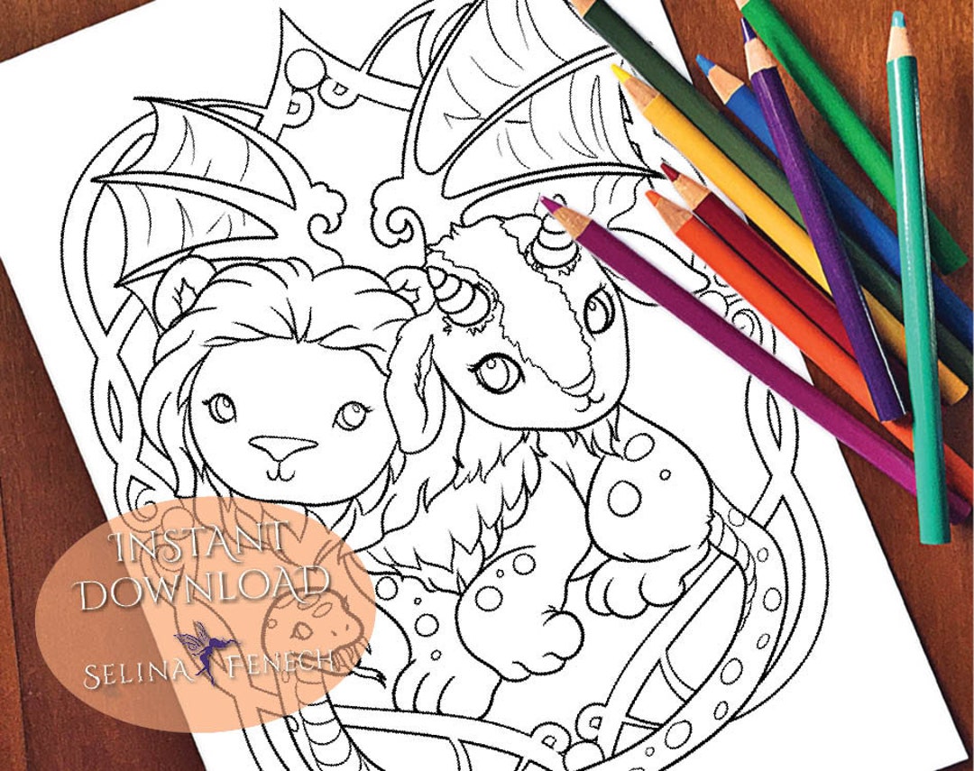 Chimera Faedorables Fantasy Beasts Coloring Page/digi Stamp Fantasy ...
