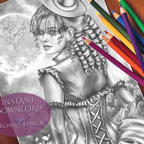 Gothic Dark Fantasy Coloring Collection Coloring Page/digi - Etsy