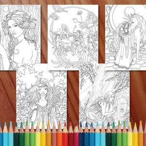 Enchanted Magical Forests Coloring Collection Coloring Page/digi Stamp ...