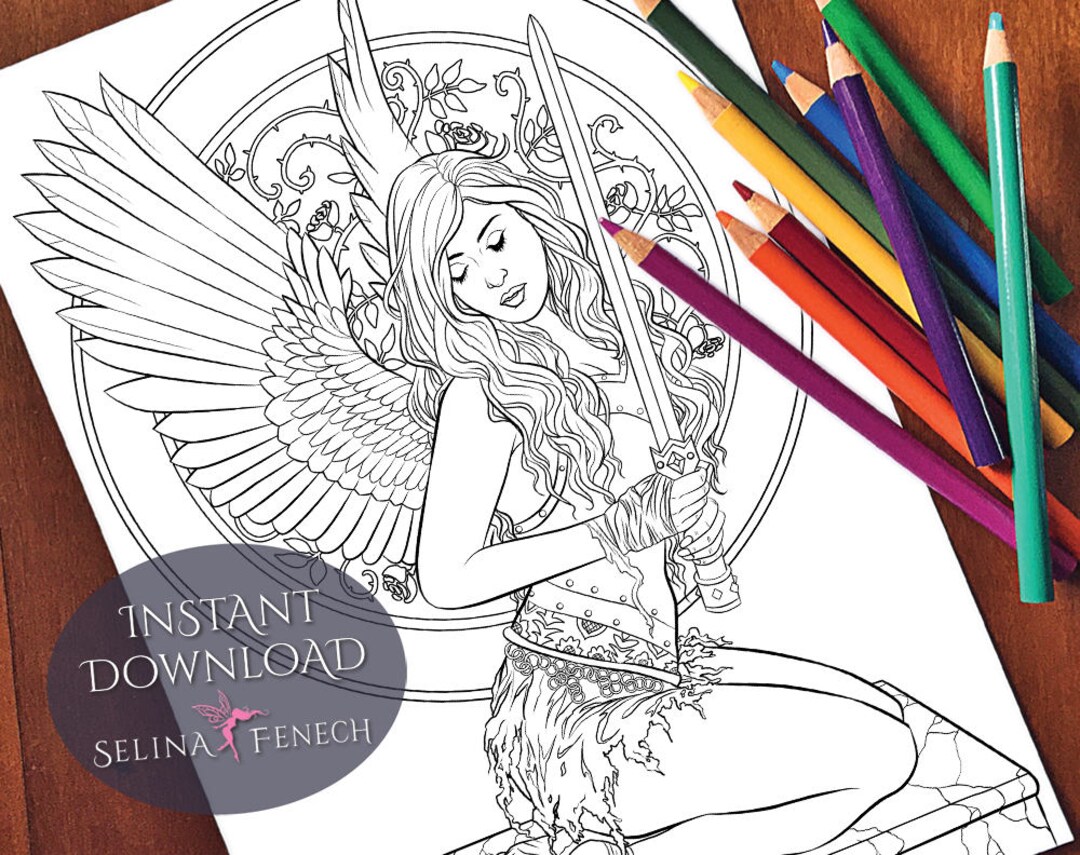 Torn Gothic Dark Fantasy Coloring Page/digi Stamp Fantasy Printable ...