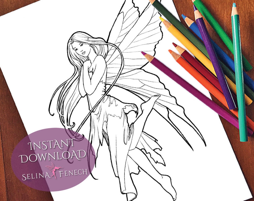 Spring Fairy Fairy Art Coloring Page/digi Stamp Fantasy - Etsy