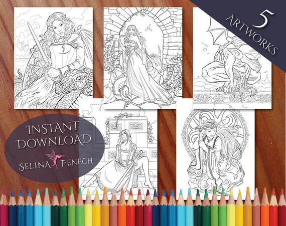 Gothic Maidens Coloring Page/digi Stamp Fantasy Printable - Etsy