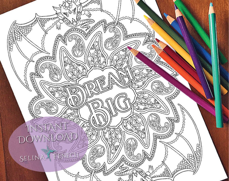 Dream Big Inspirational Quotes Coloring Page/digi Stamp | Etsy
