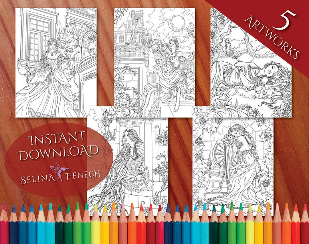Fairy Tales Princesses and Fables Pack 1 Coloring Page/digi Stamp ...