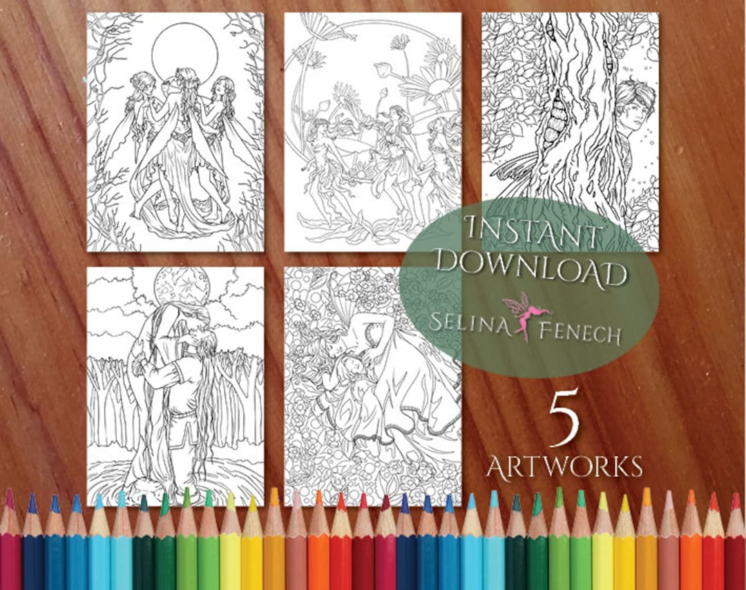Beautiful Enchanted Coloring Page/digi Stamp Fantasy Printable Download ...