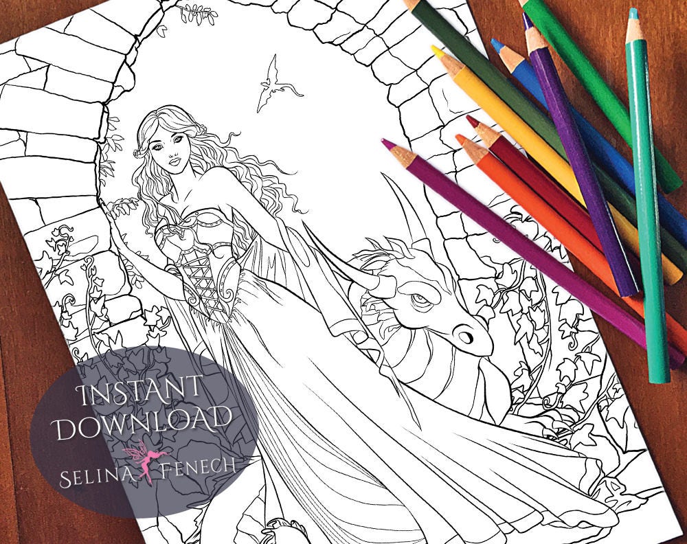 Guarded Gothic Dark Fantasy Coloring Page/digi Stamp Fantasy - Etsy