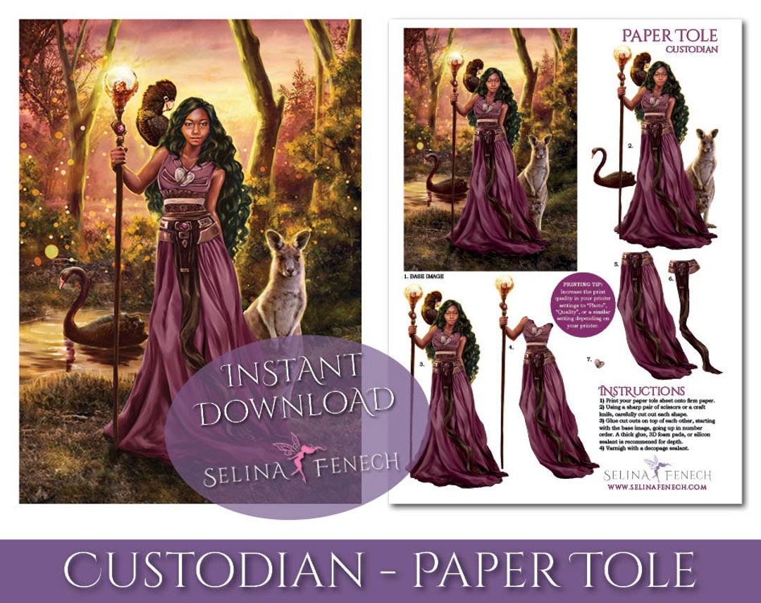 Paper Tole Decoupage - Custodian - Fantasy Art Printable Design Instant ...