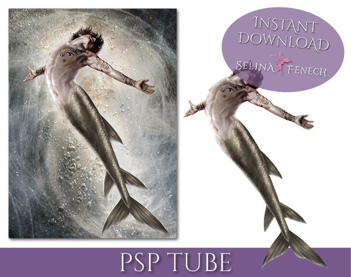 PSP Tagger Tube Freedom Mermaid Fantasy Digital | Etsy