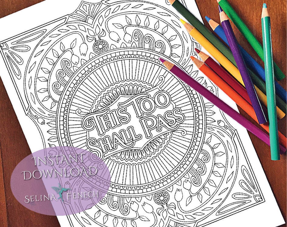 This Too Shall Pass Inspirational Quotes Coloring Page/digi - Etsy