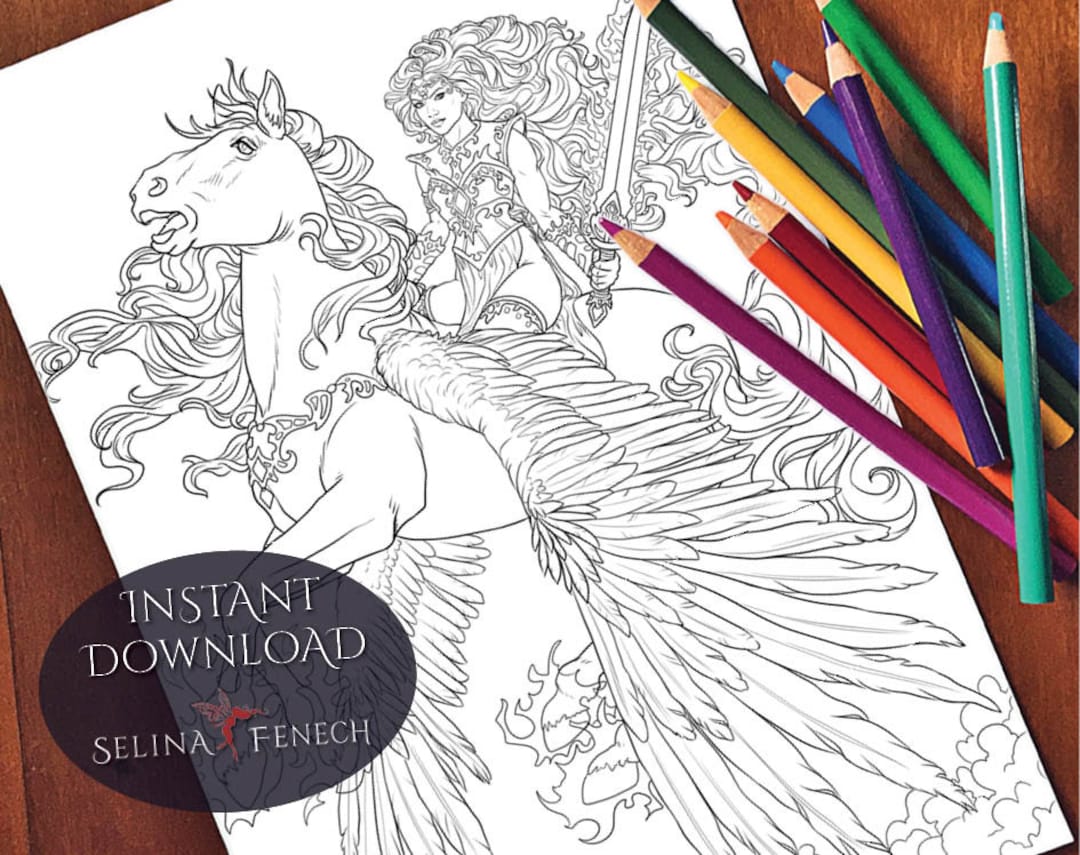 Vengeance Dark Fantasy Coloring Page/digi Stamp Fantasy Printable ...