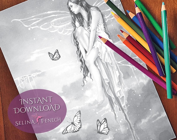 Gossamer Princess Fairy Art Grayscale Coloring Page/digi Stamp - Etsy