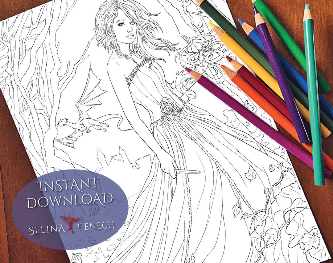 Lost in a Fairy Tale Wild Magic Coloring Page/digi Stamp Fantasy ...
