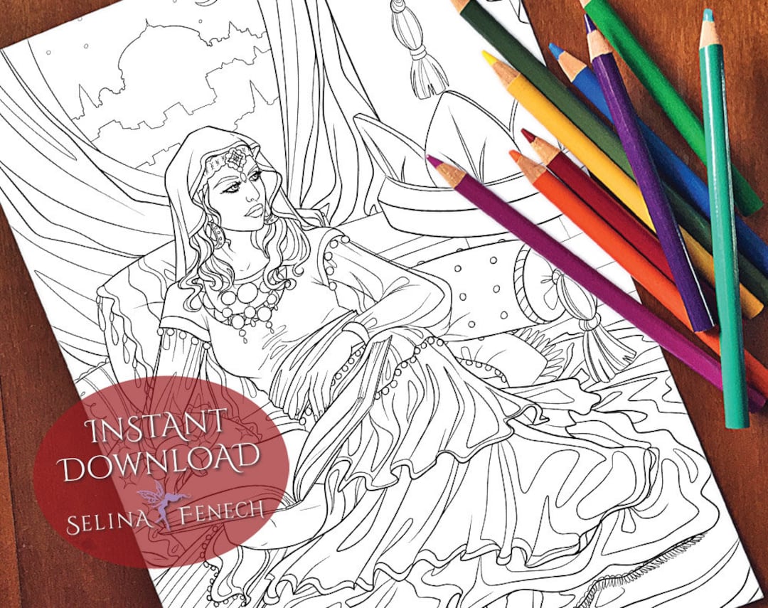 Scheherazade Fairy Tales Princesses and Fables Coloring Page/digi Stamp ...