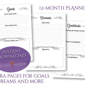12-month Planner and Coloring Bookmarks for Journalling Writing Paper ...