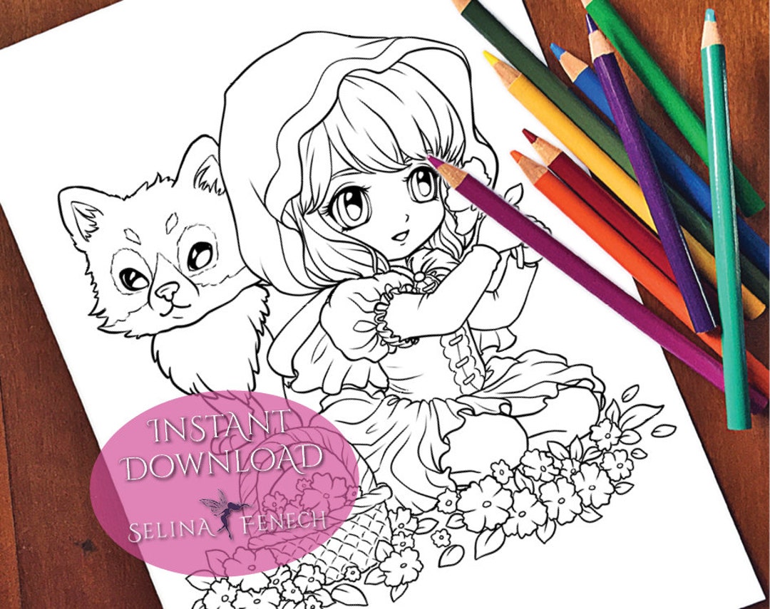 Little Red Riding Hood Cute Fairy Tales Princesses and Fables Coloring ...