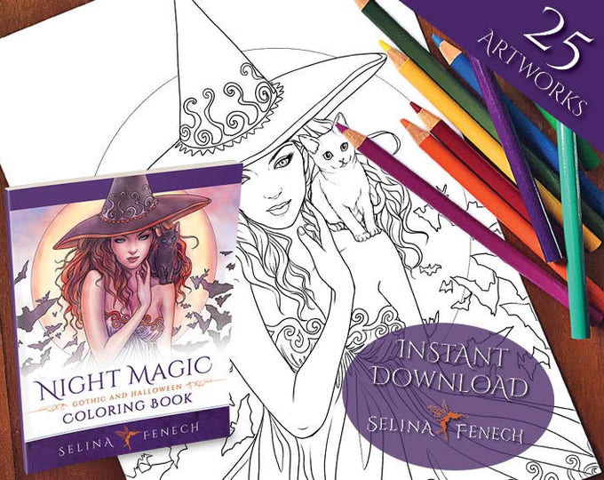 Night Magic Gothic and Halloween Coloring Collection Coloring | Etsy