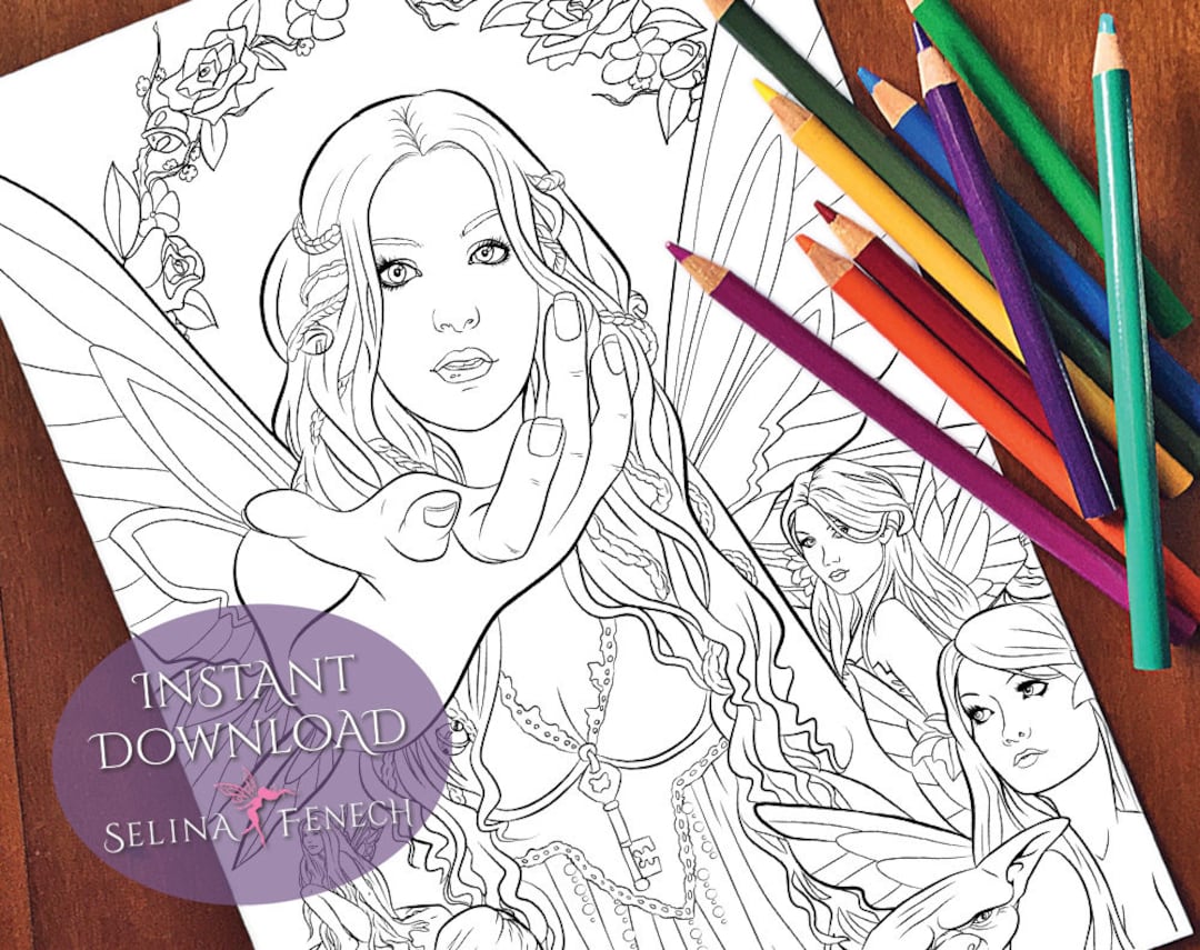 Follow Me Fairy Companions Coloring Page/digi Stamp Fantasy Printable ...
