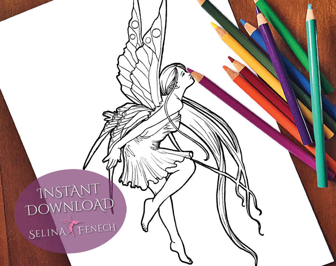 Autumn Fairy Fairy Art Coloring Page/digi Stamp Fantasy Printable ...