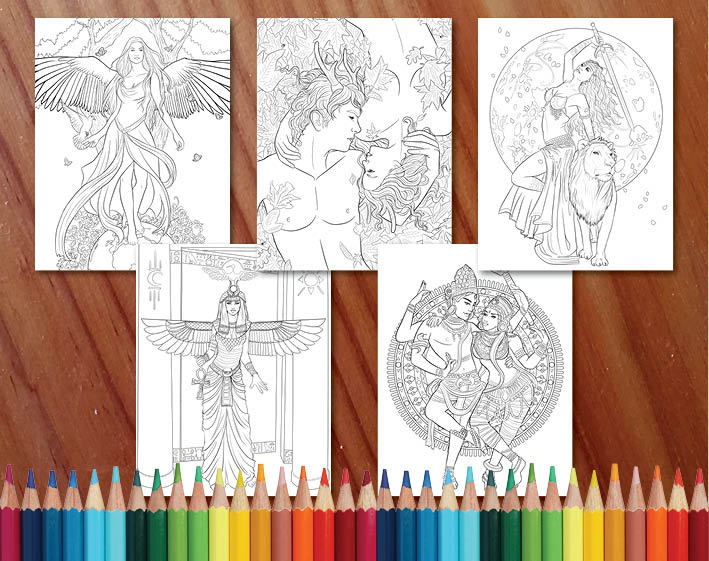 Goddess and Mythology Coloring Collection Coloring Page/digi Stamp ...