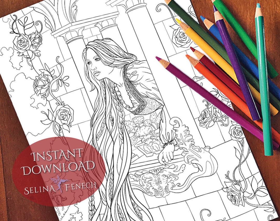 Rapunzel Fairy Tales Princesses and Fables Coloring Page/digi Stamp ...
