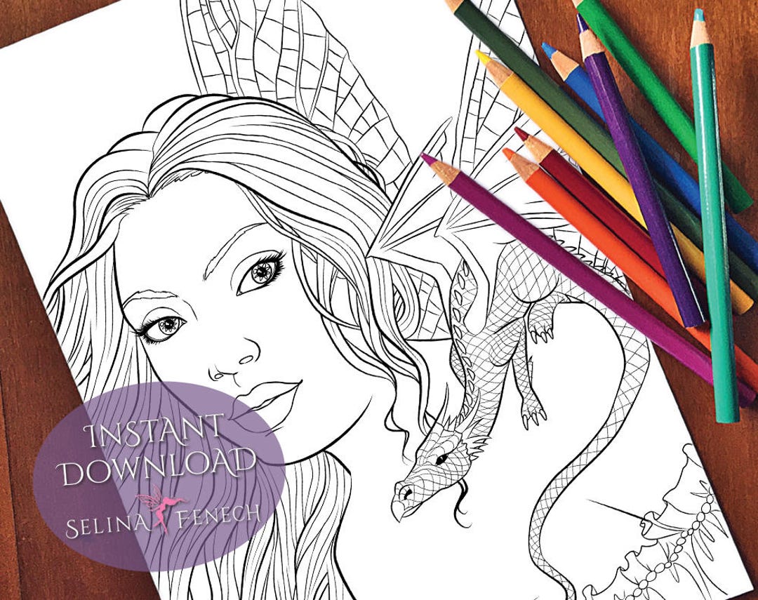 Dragonfly Fairy Companions Coloring Page/digi Stamp Fantasy Printable ...