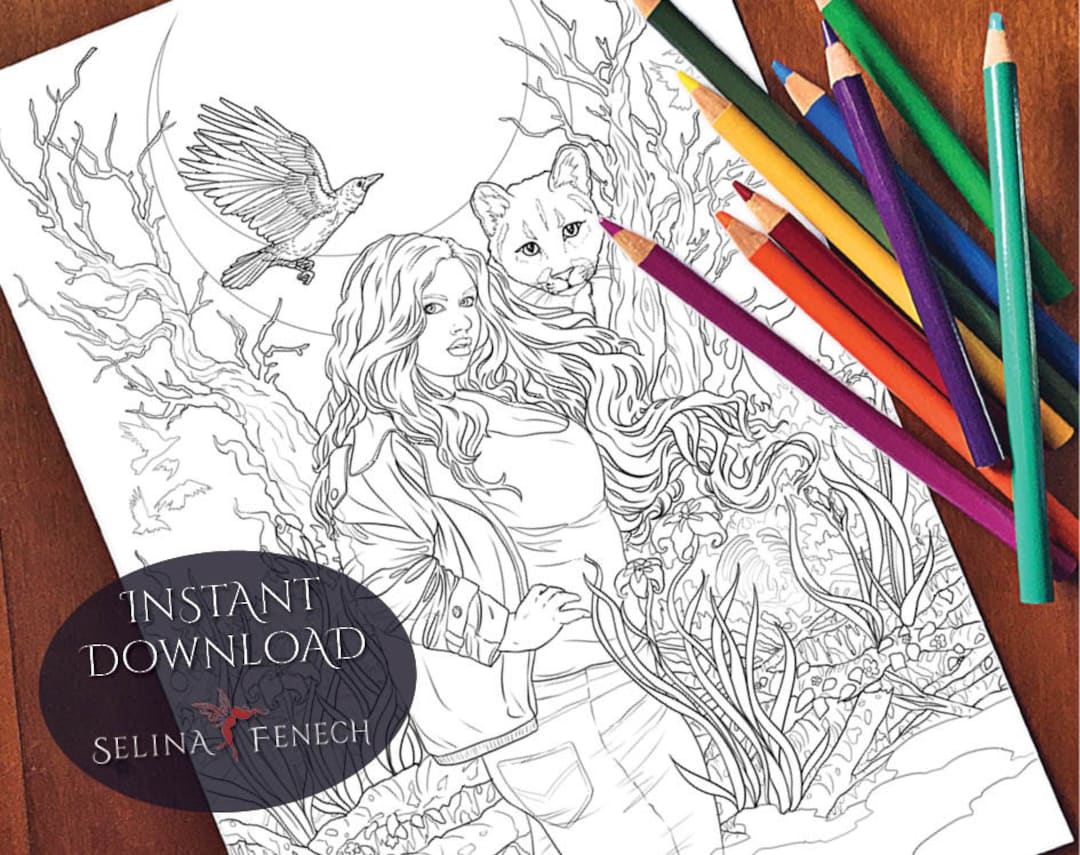 Beshadowed Dark Fantasy Coloring Page/digi Stamp Fantasy Printable ...