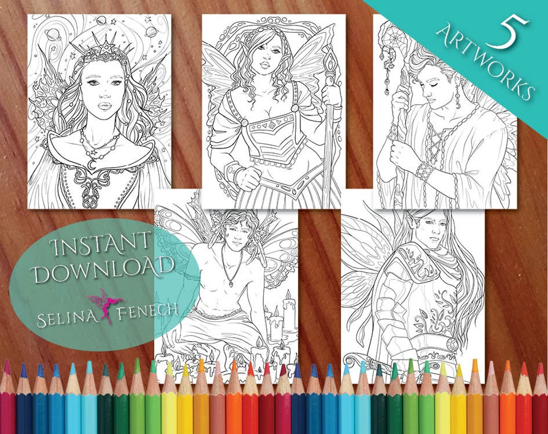Magical Fairy Portraits Coloring Page/digi Stamp Fantasy - Etsy