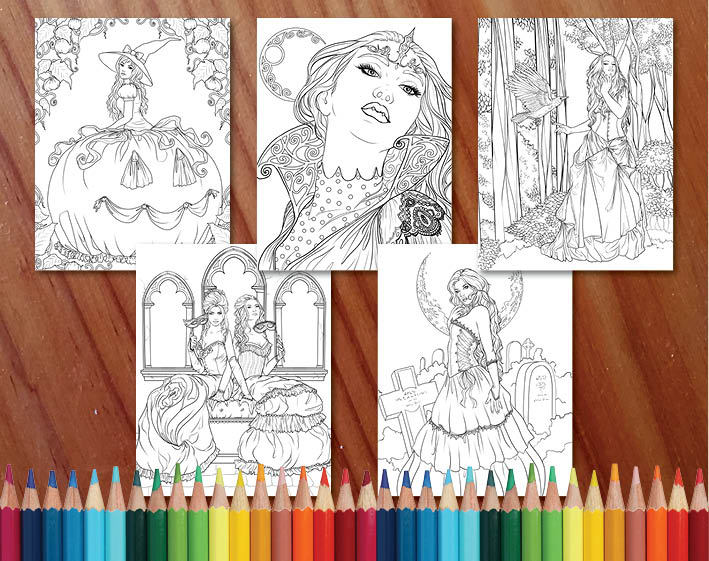 Night Magic Gothic and Halloween Coloring Collection Coloring Page/digi ...