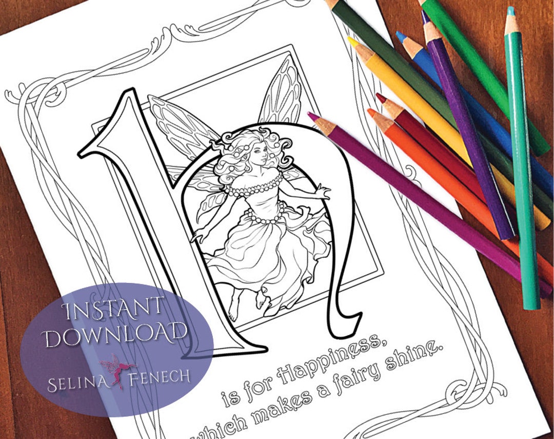 Fantasy Alphabet Magical Creatures H Coloring Page/digi Stamp Fantasy ...