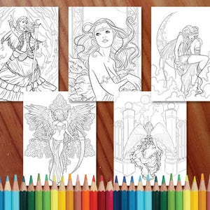 Night Magic Gothic and Halloween Coloring Collection Coloring Page/digi ...
