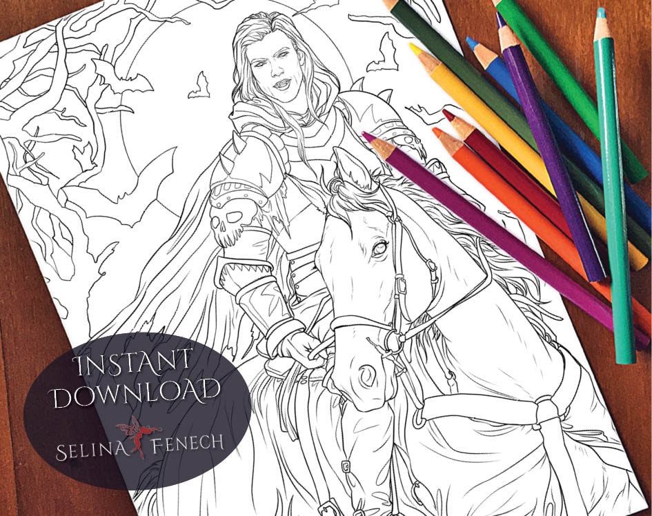 Vampire Knight Dark Fantasy Coloring Page/digi Stamp Fantasy - Etsy