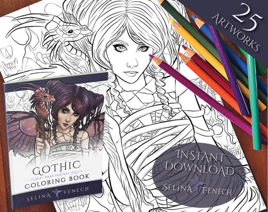 Gothic Dark Fantasy Coloring Collection Coloring Page/digi - Etsy
