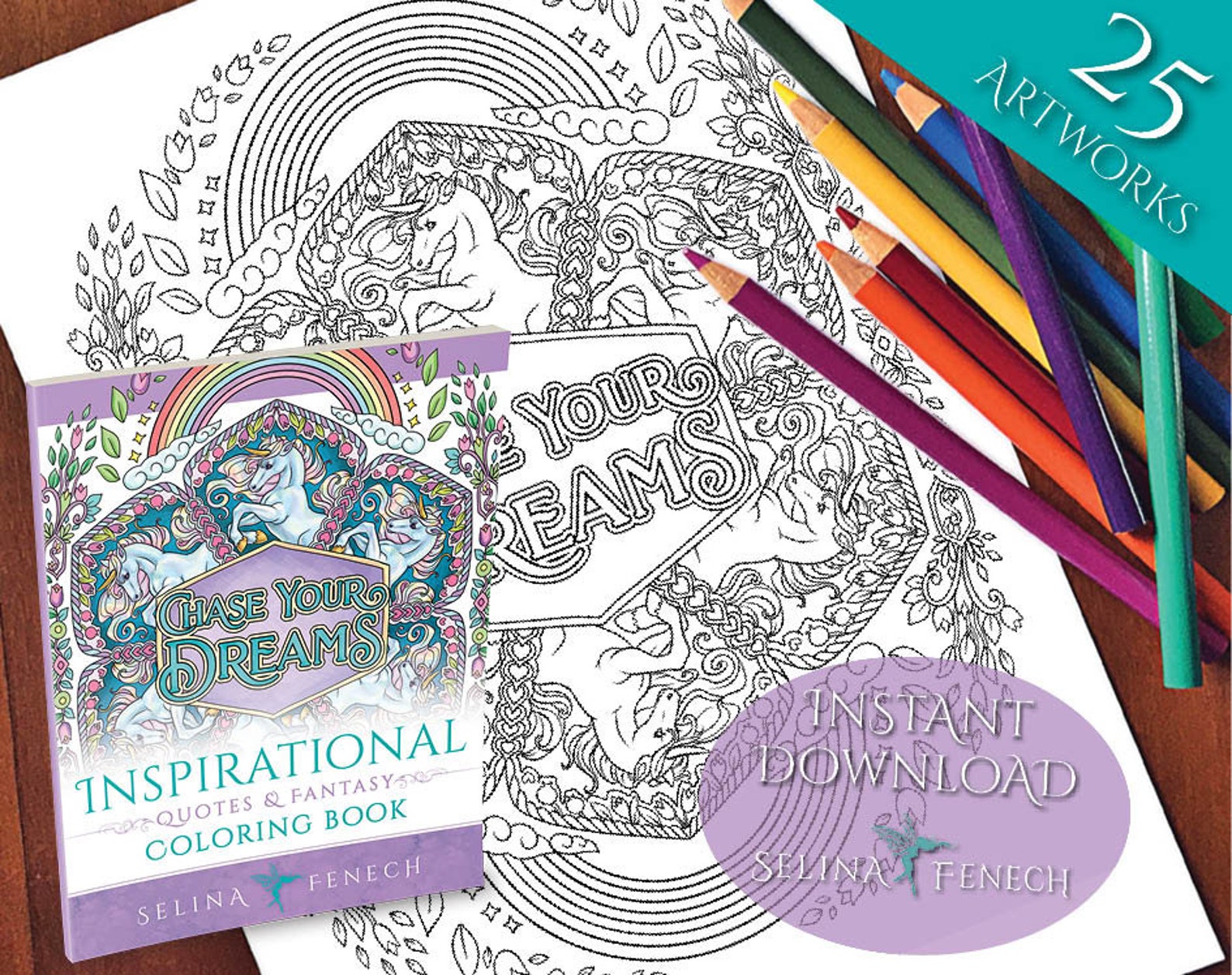 Inspirational Quotes and Fantasy Coloring Collection Coloring - Etsy