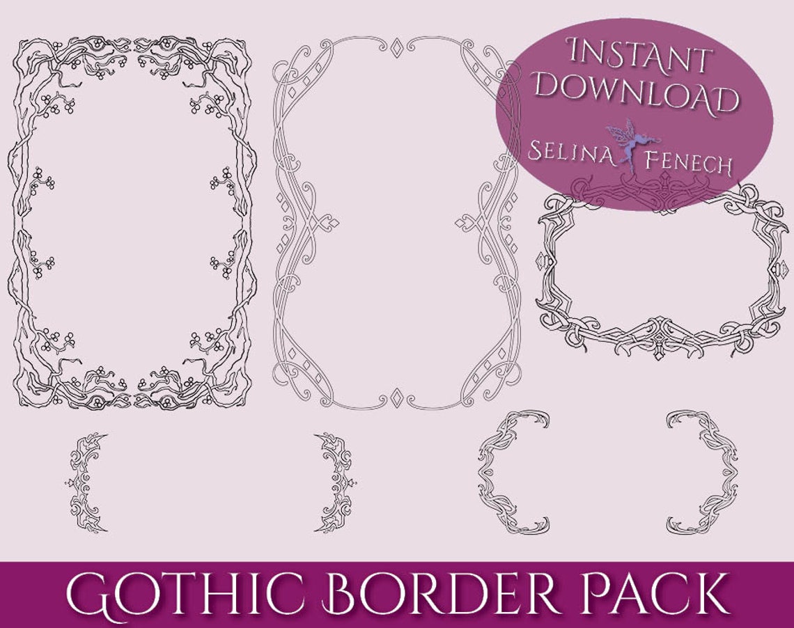 Gothic Border Pack Digital Scrapbooking Frames Coloring - Etsy