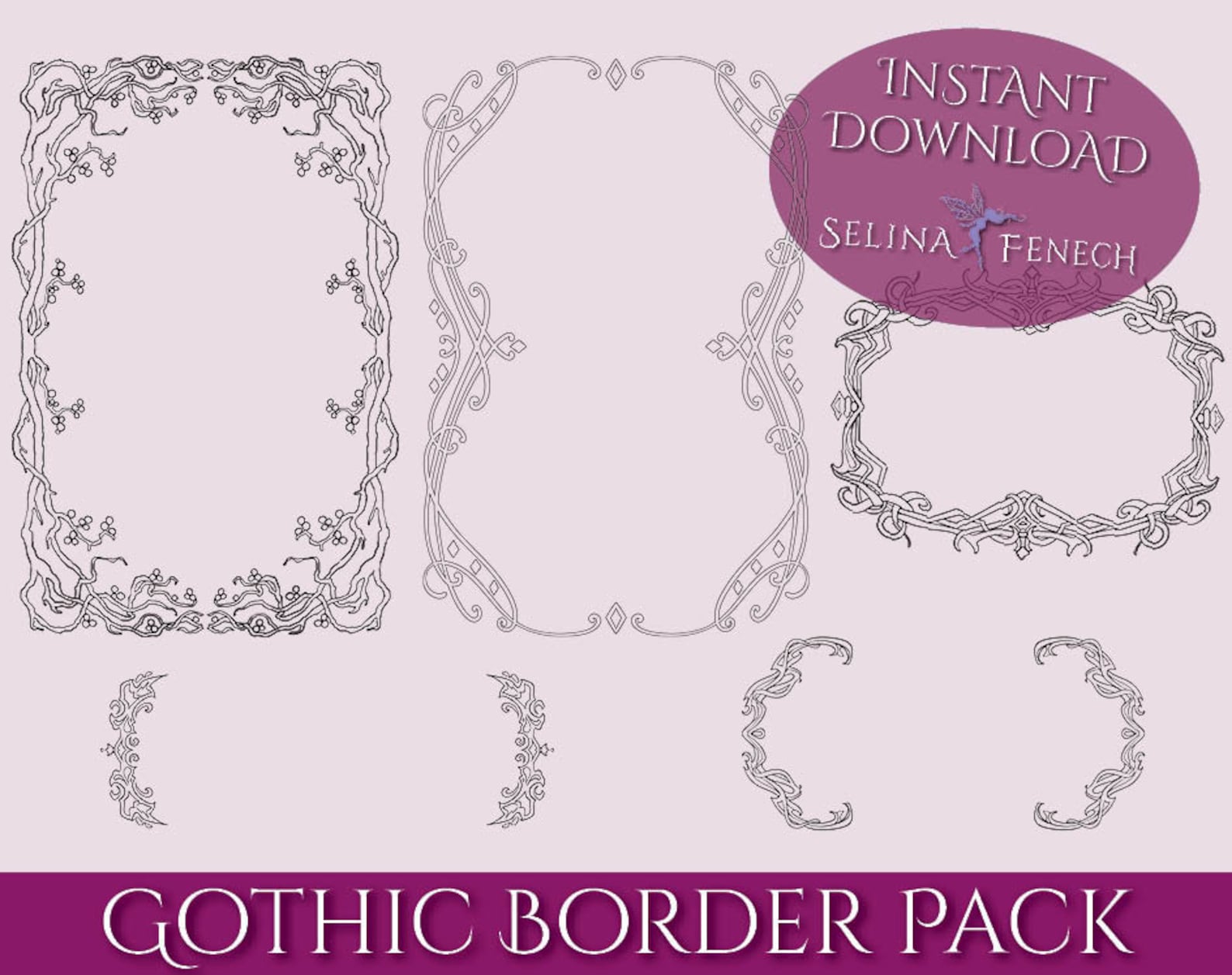 Gothic Border Pack Digital Scrapbooking Frames Coloring - Etsy