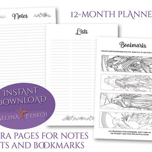 12-month Planner and Coloring Bookmarks for Journalling Writing Paper ...