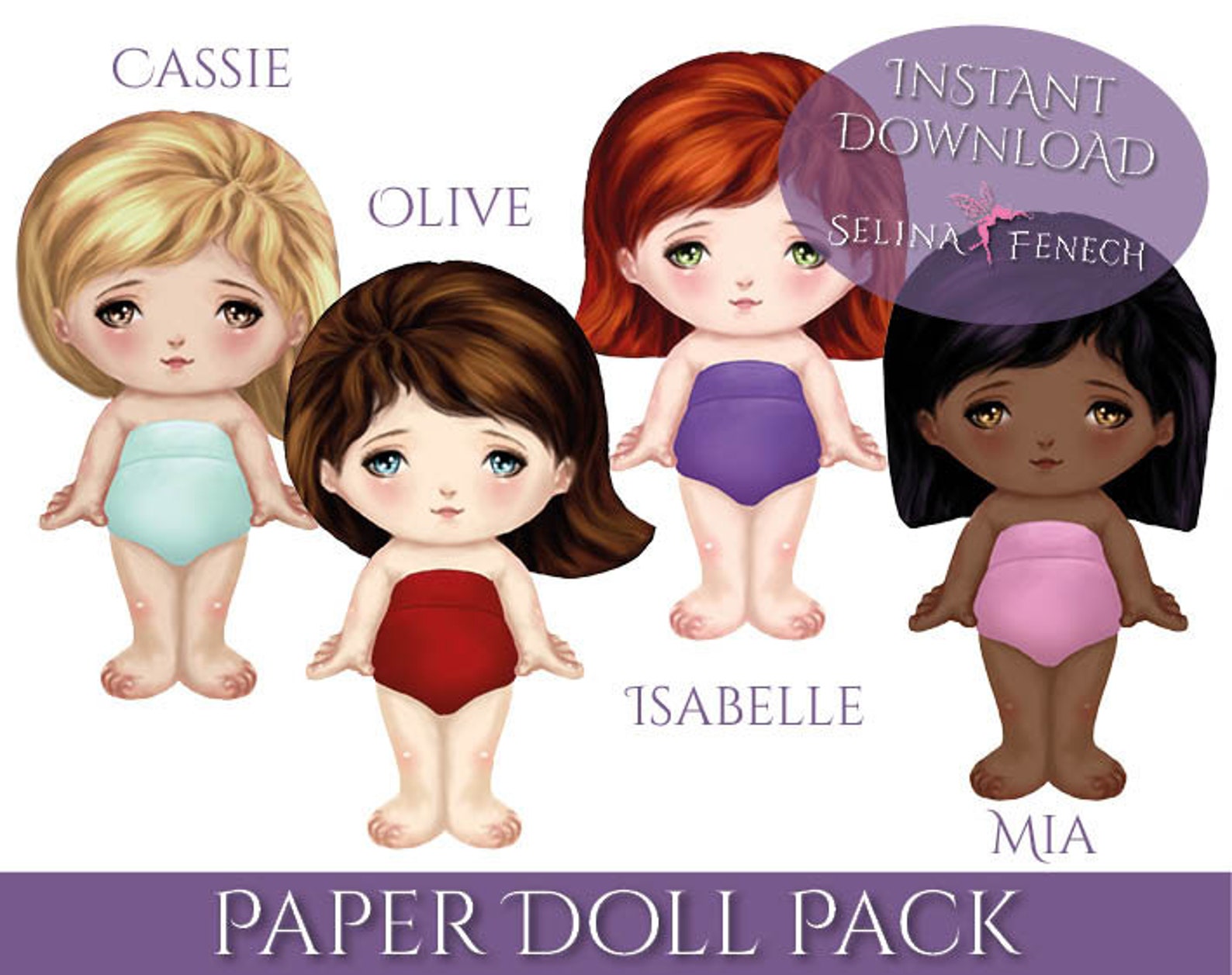 Paper Doll Pack With Wardrobe Clothing - Fantasy Art Printable ...