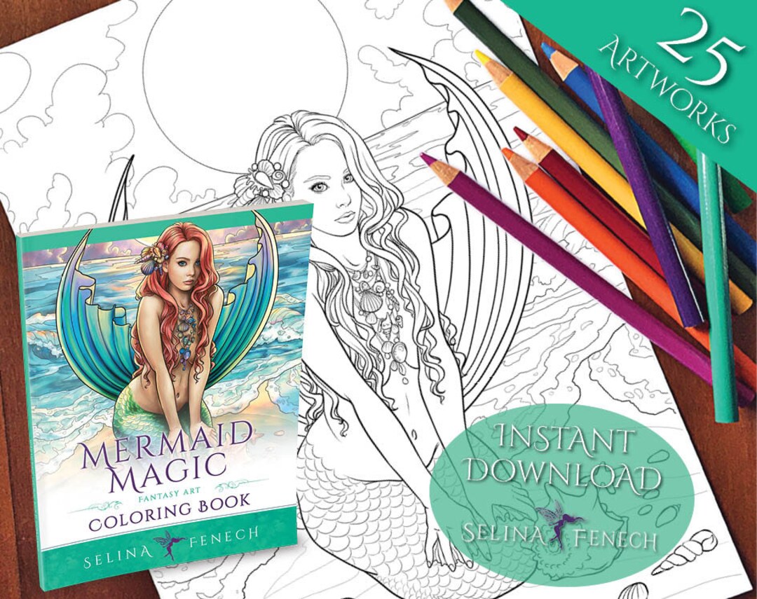 Mermaid Magic Fantasy Art Coloring Collection Coloring - Etsy Australia
