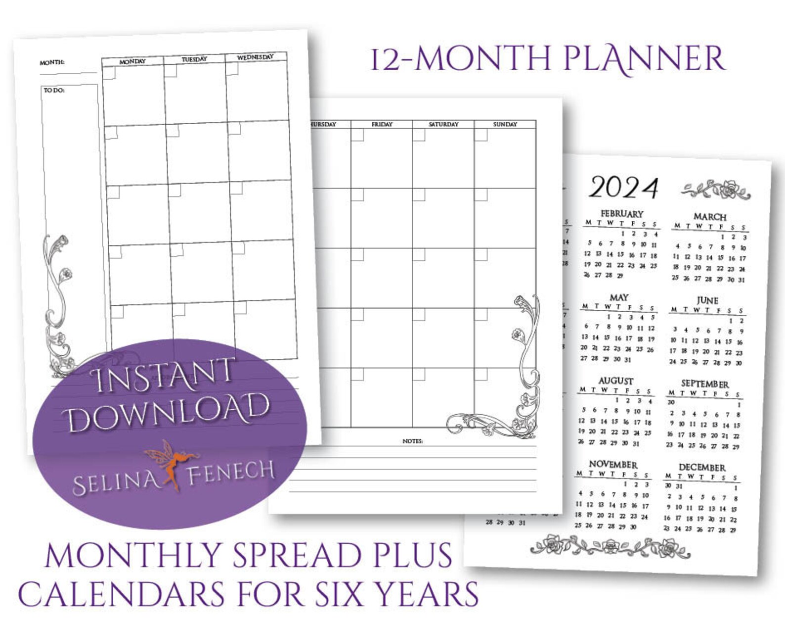 12-month Planner and Coloring Bookmarks for Journalling Writing Paper ...