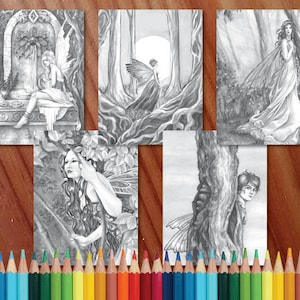 Enchanted Magical Forests Grayscale Coloring Collection Coloring Page ...
