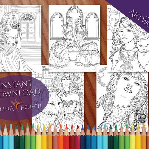 Gothic Dark Fantasy Coloring Collection Coloring Page/digi | Etsy